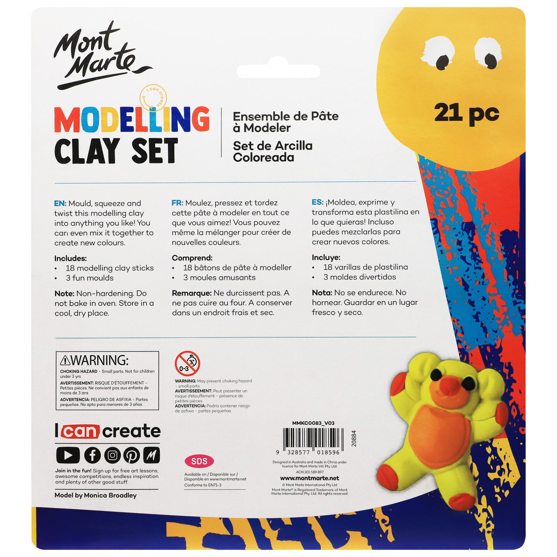 .Mont Marte Kids Colour Modelling Clay Set w/Mo | Nextra Dianella