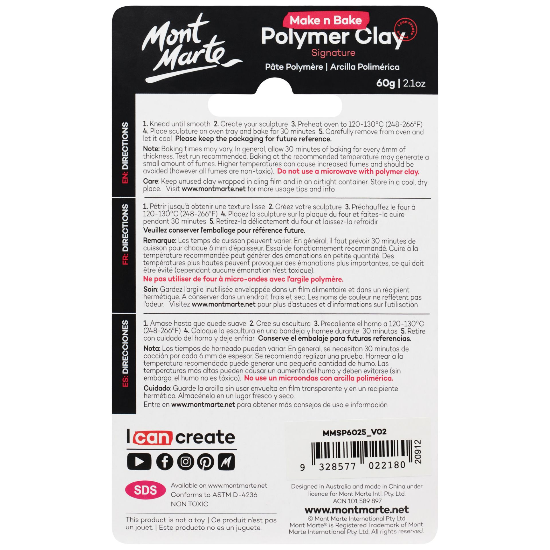 Mont Marte Make n Bake Polymer Clay 60g - Teal | Nextra Dianella