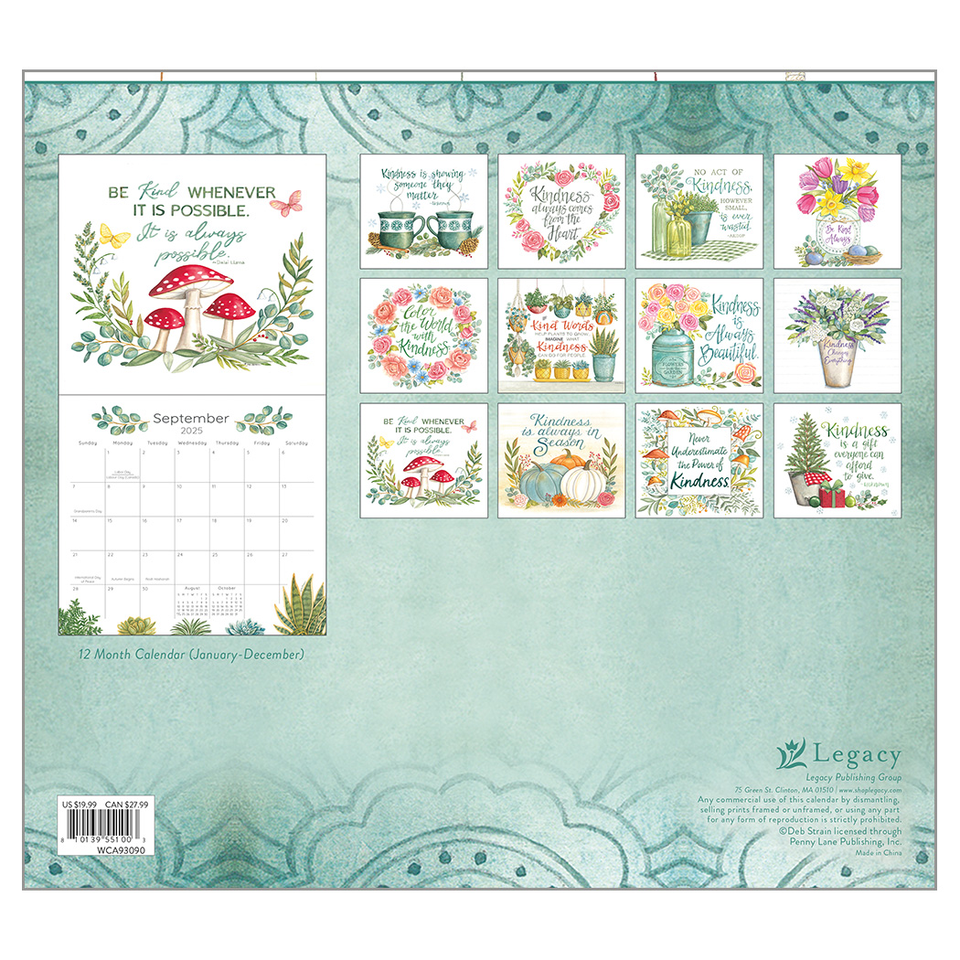 Legacy Calendar 2025 Kindness Matter by Deb Strain | Nextra Dianella
